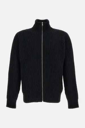 MAISON MARGIELA MM6 Maison Margiela Ribbed Wool-Blend Zip-Up Sweater Nero