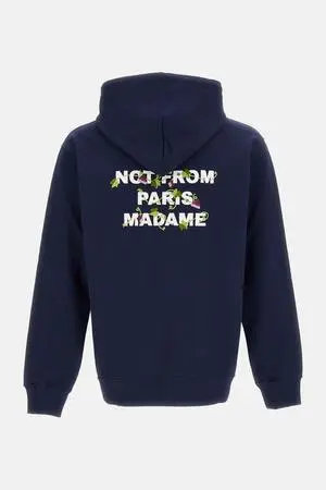 Drole De Monsieur Hooded Sweatshirt With Floral Slogan Embroidery