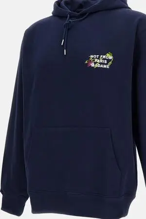 Drole De Monsieur Hooded Sweatshirt With Floral Slogan Embroidery