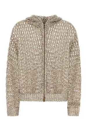 Brunello Cucinelli Crochet Knit Zip-up Hoodie