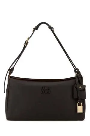 Miu Miu Dark Leather Crossbody Bag With Golden Metal Finishing