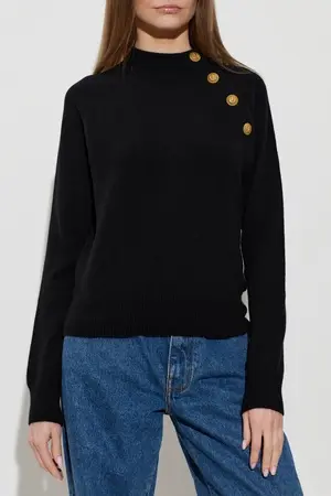 Balmain Wool And Cashmere Sweater With Gold-tone Button Detailing