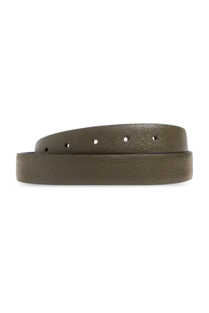 FERRAGAMO Reversible Textured Leather Belt With Gold Tone Buckle - Multicolour