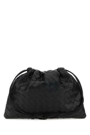 Bottega Veneta Medium Leather Pouch Clutch - Black