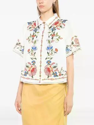 Farm Rio Floral Print Short Sleeve Shirt