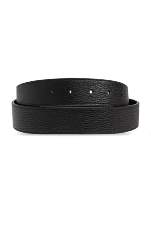 FERRAGAMO Leather Belt With Silver Tone Buckle - Black