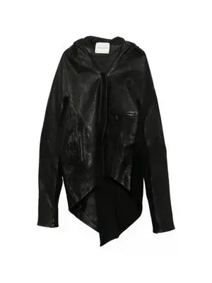 YEHUAFAN Panelled Leather Jacket - Black
