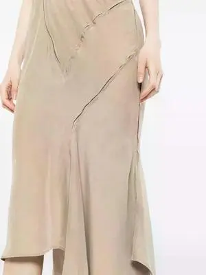 YEHUAFAN Draped Asymmetric Hem V-neck Dress