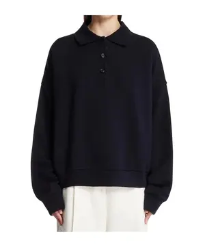 THE ROW Long Sleeve Polo Sweater