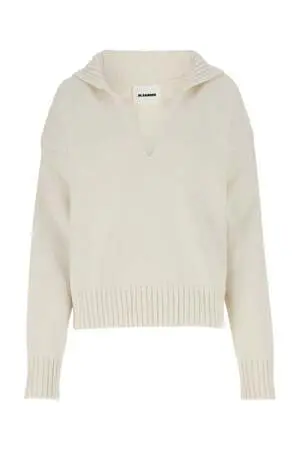 JIL SANDER Cashmere Blend Oversize Sweater - White