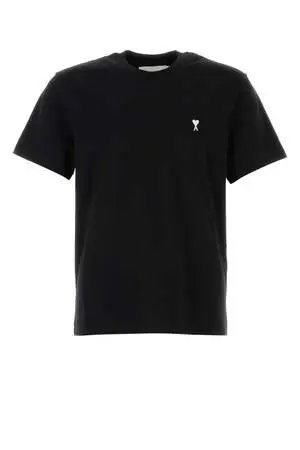 AMI Paris Black Cotton T-shirt - Multicolor