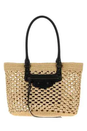 Balenciaga BALENCIAGA Raffia Medium Le City Bucket Bag Brown