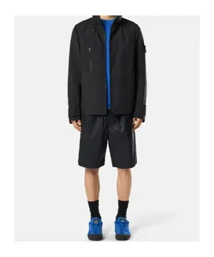 Stone Island Stand Collar Jacket With Ventilation Flaps And Patchwork Sleeves