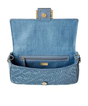Fendi Baguette Embroidered Shoulder Bag - Blue