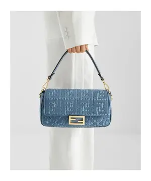 Fendi Baguette Embroidered Shoulder Bag - Blue