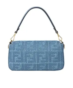 Fendi Baguette Embroidered Shoulder Bag - Blue