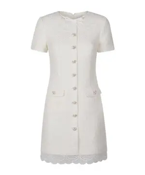 SELF-PORTRAIT Lace-trimmed Bouclé Mini Dress