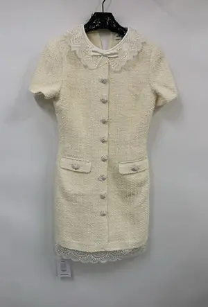 SELF-PORTRAIT Lace-trimmed Bouclé Mini Dress