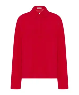 THE ROW Roddie Oversized Polo Top In Organic Cotton Jersey - Red