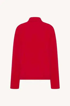 THE ROW Roddie Oversized Polo Top In Organic Cotton Jersey - Red