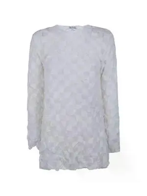 Comme Des Garçons Textured Checkered Top - White