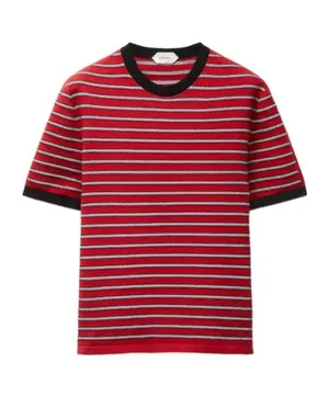 Versace Greca-jacquard Striped Knitted T-shirt