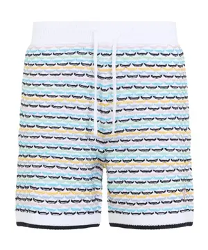 Casablanca Tuck Stitch Knitted Drawstring Shorts - White