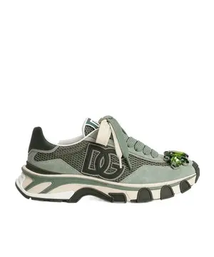 Dolce & Gabbana Dg Country Road Textile Sneakers With Embellishments - Gray