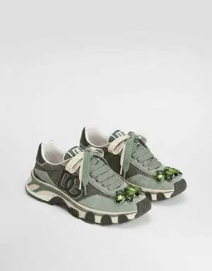 Dolce & Gabbana Dg Country Road Textile Sneakers With Embellishments - Gray