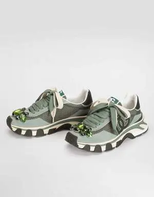 Dolce & Gabbana Dg Country Road Textile Sneakers With Embellishments - Gray