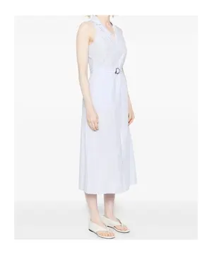 Patrizia Pepe Striped Belted Midi Dress - Blue
