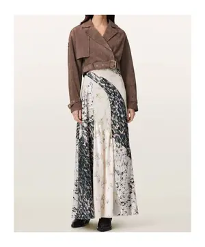 ALLSAINTS Ophelia Cropped Suede Jacket - Mole Brown