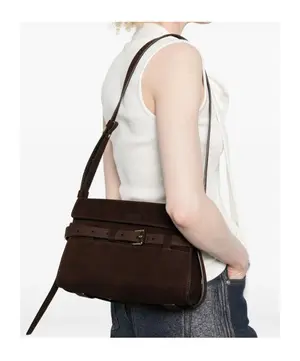Moschino Buckle Suede Cross Body Bag