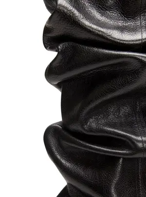 Balmain Textured Leather Thigh-high Boots With Wedge Heel And Tassel Detail
