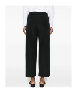 Peserico Elasticated Waistband Trousers With Turned-up Cuffs - Black