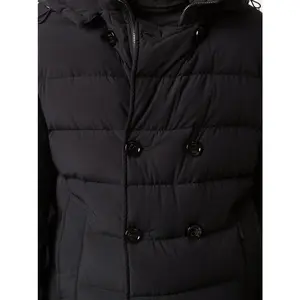 MOORER Quilted Double-breasted Hooded Jacket - Black