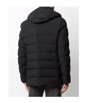 MOORER Quilted Double-breasted Hooded Jacket - Black
