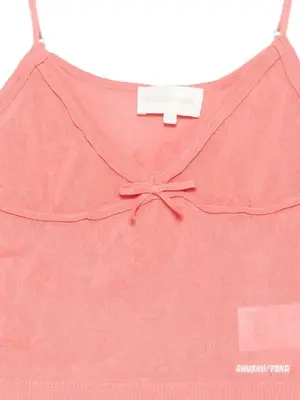 SHUSHU/TONG V-neck Bow Detail Ribbed Hem Top
