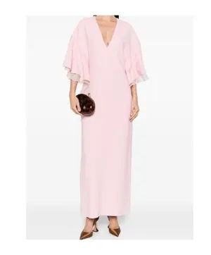 Alberta Ferretti Ruffled V-neck Maxi Dress