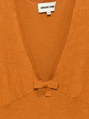 SHUSHU/TONG Sleeveless Knit Top With Bow Detail