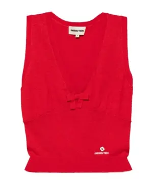SHUSHU/TONG Sleeveless Knit Top With Bow Detail