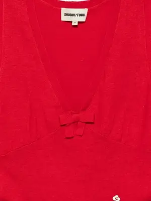 SHUSHU/TONG Sleeveless Knit Top With Bow Detail