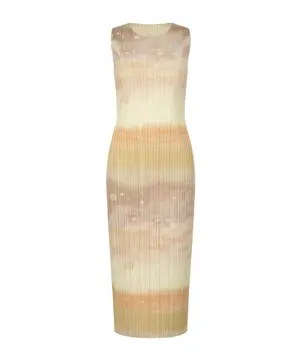 PLEATS PLEASE BY ISSEY MIYAKE Sleeveless Abstract-print Midi Dress