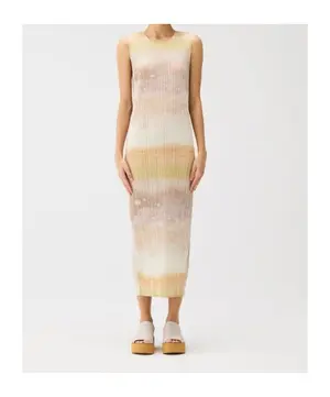 PLEATS PLEASE BY ISSEY MIYAKE Sleeveless Abstract-print Midi Dress