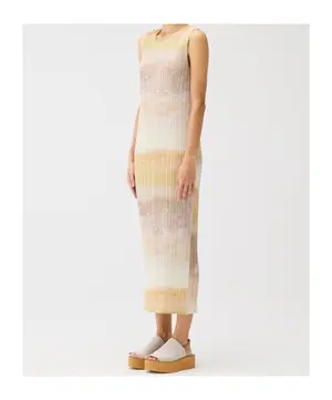 PLEATS PLEASE BY ISSEY MIYAKE Sleeveless Abstract-print Midi Dress
