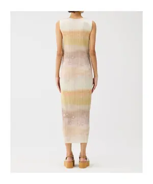 PLEATS PLEASE BY ISSEY MIYAKE Sleeveless Abstract-print Midi Dress