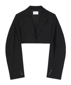 Givenchy Cropped Cocoon Jacket In Wool And Mohair - Black