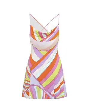 Emilio Pucci Printed Cowl Neck Mini Dress - Multicolor
