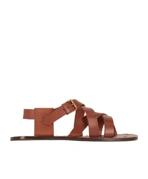Saint Laurent Cheever Buckle-fastening Flat Sandals - Brown