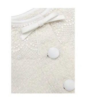 SELF-PORTRAIT Boucle Lace Collar Jacket - Cream